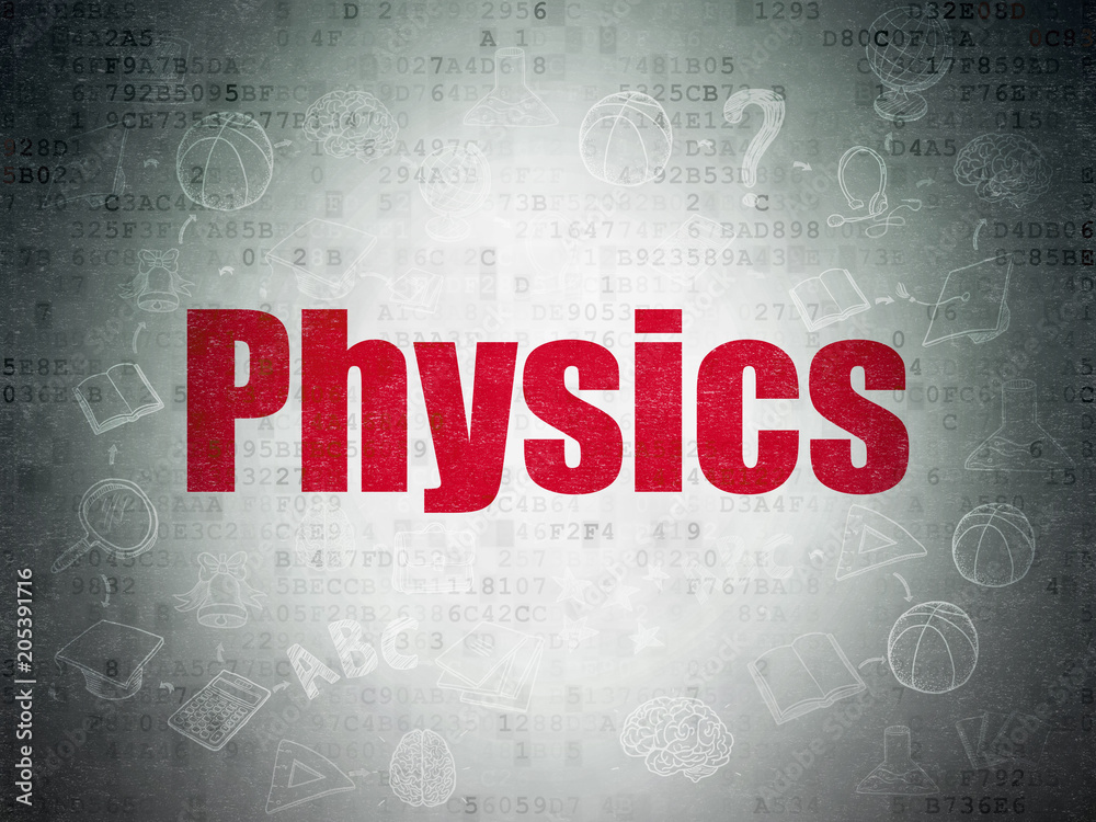 Studying concept: Painted red text Physics on Digital Data Paper ...
