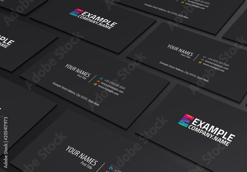 Grayscale Business Card Layout with Colorful Monogram. Buy this stock ...