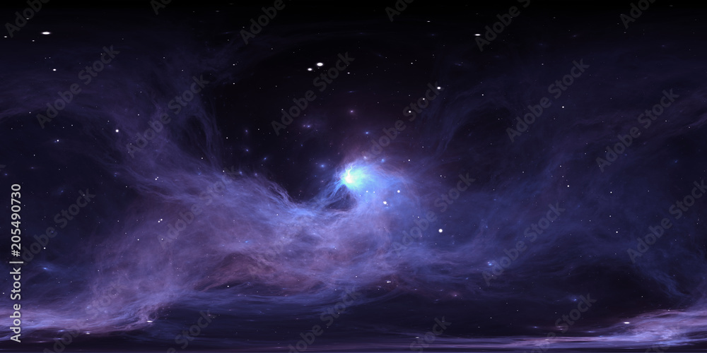 360 degree space nebula panorama, equirectangular projection ...