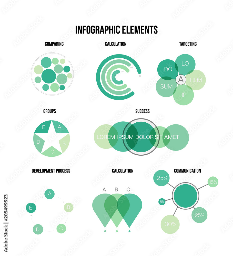 Eco Nature Green Infographic Vector Flowchart, Rate Elements Set ...