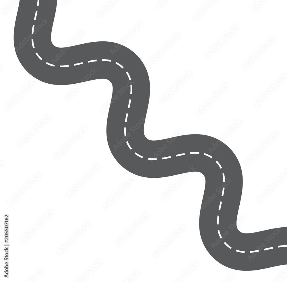 road highway, asphalt path isolated on white background Stock Vector ...