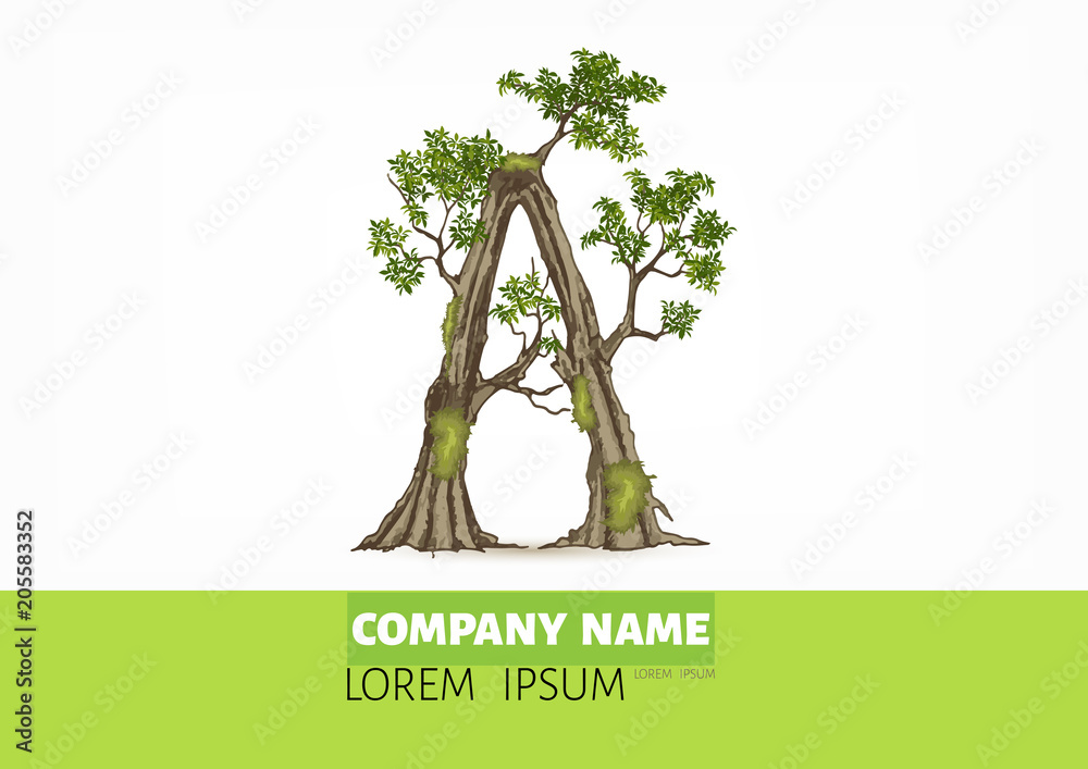 Tree font.Twisted tree in the shape of letter.Letter A B C vector ...