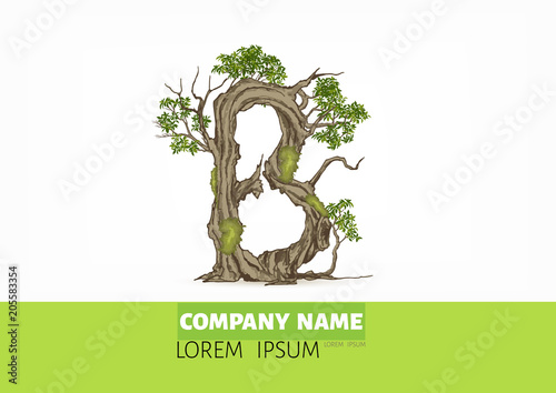 Tree font.Twisted tree in the shape of letter.Letter A B C vector ...