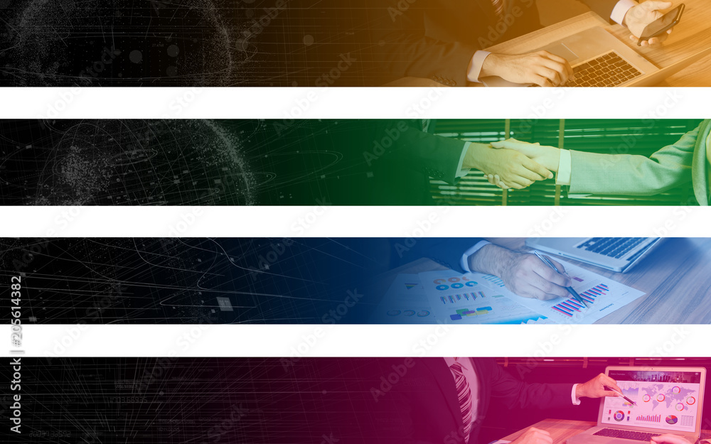 Collection of wide banner of business concept. Web design. Index. Tag ...