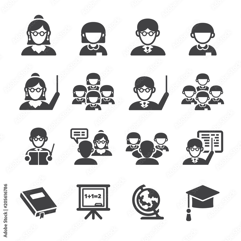 Teacher,Student icon set 素材庫向量 | Adobe Stock