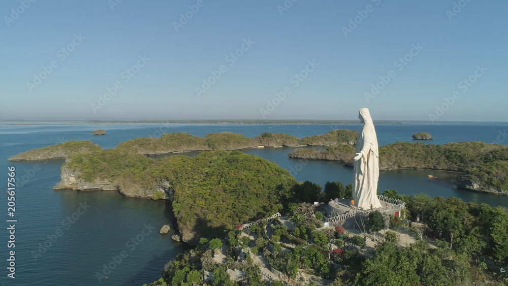 Statue of Jesus Christ on Pilgrimage island in Hundred Islands National ...