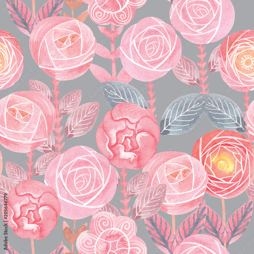 watercolor seamless floral pattern in very high resolution for design ...