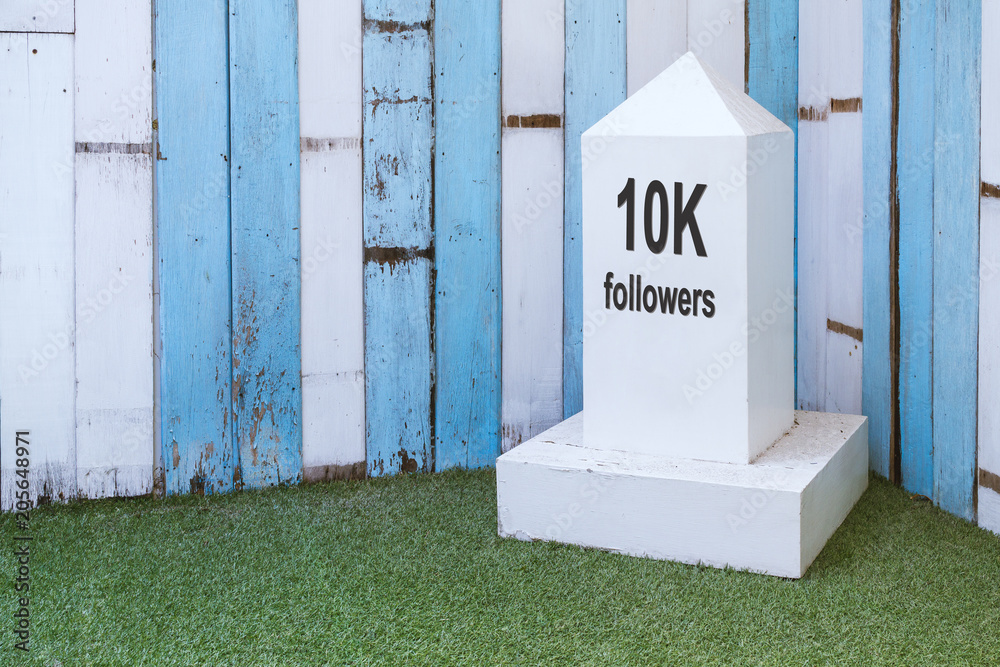 Your milestones background concept. The white milestone with 10K followers text. Copy Space ...