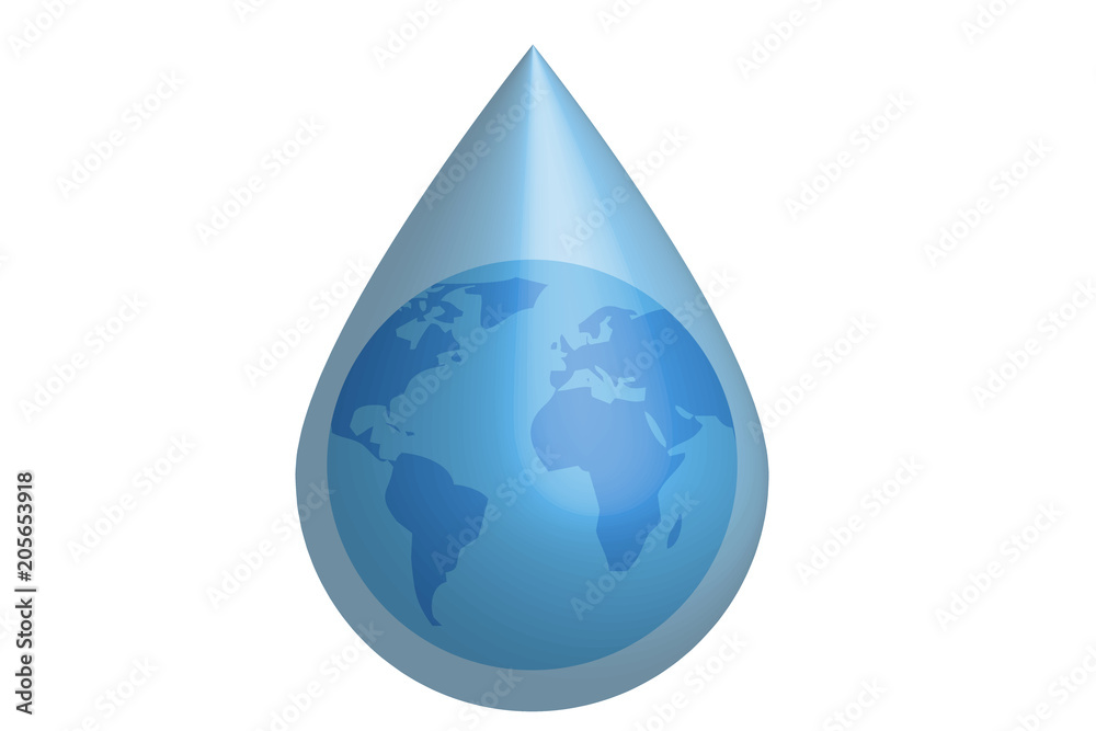 Gota de agua con mundo dentro. Stock Vector | Adobe Stock