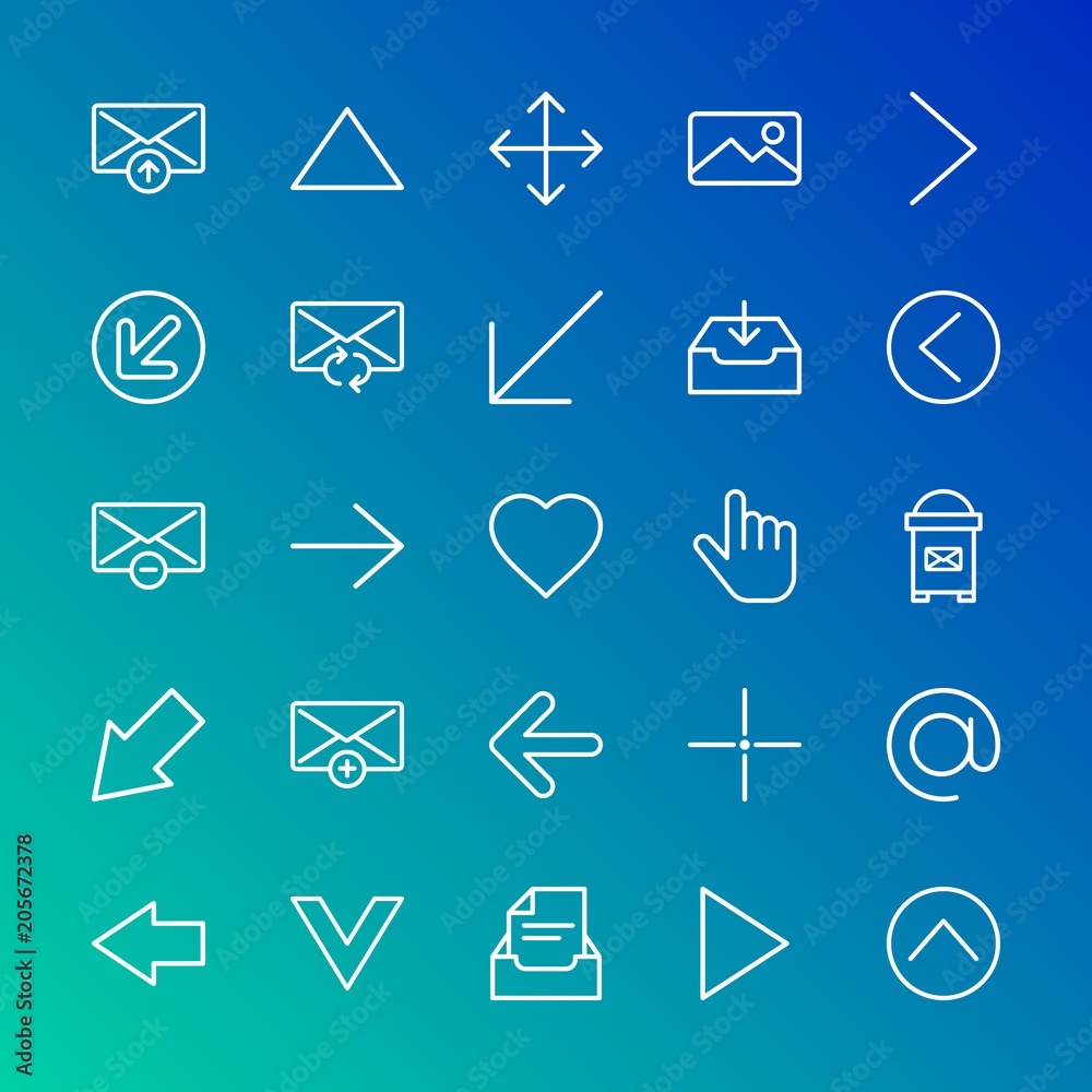 Modern Simple Set of arrows, cursors, email Vector outline Icons. Contains such Icons as cursor ...