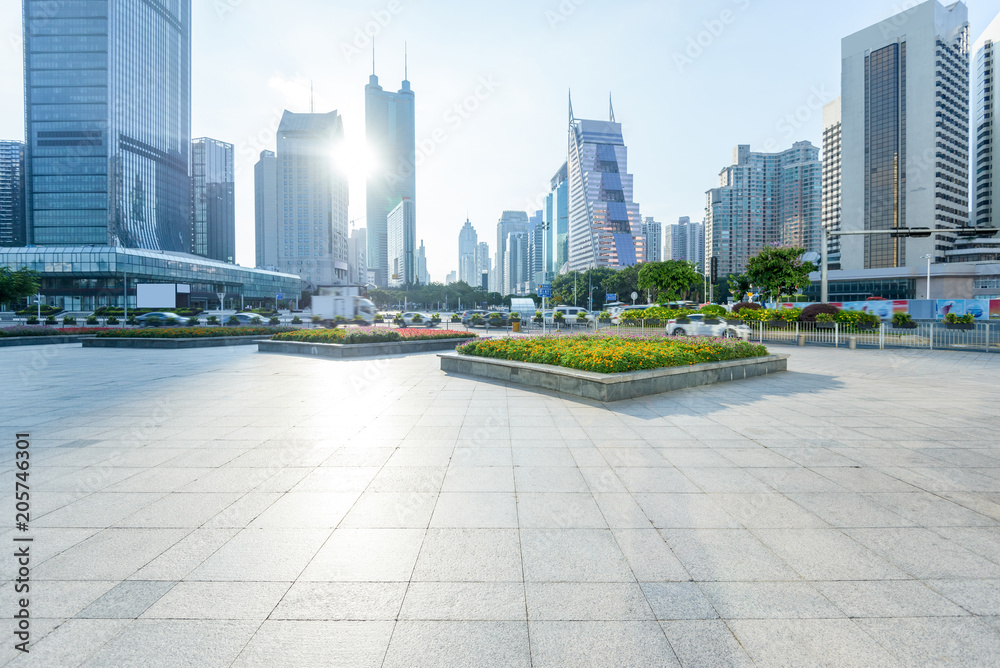 empty, modern square in modern city Stock Photo | Adobe Stock