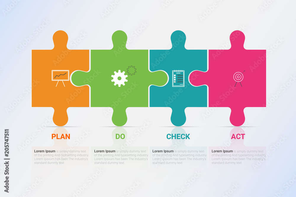 Infographics of pdca management method diagram. Vector business ...