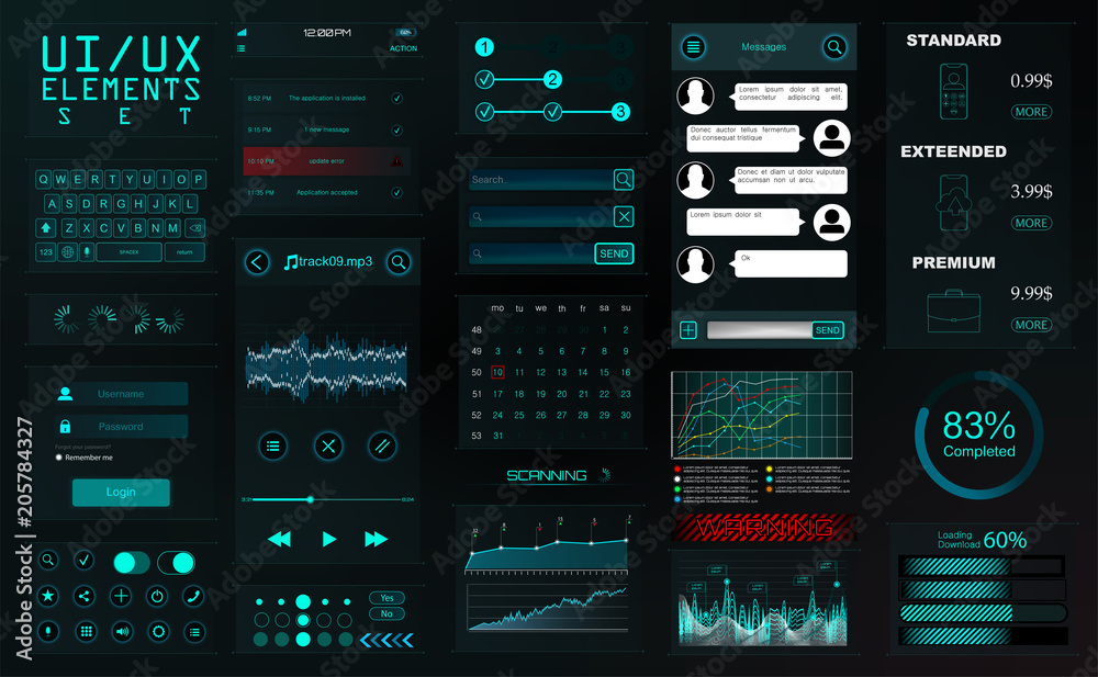 Modern Mobile UI Kit For App Development. Elements for Mobile ...