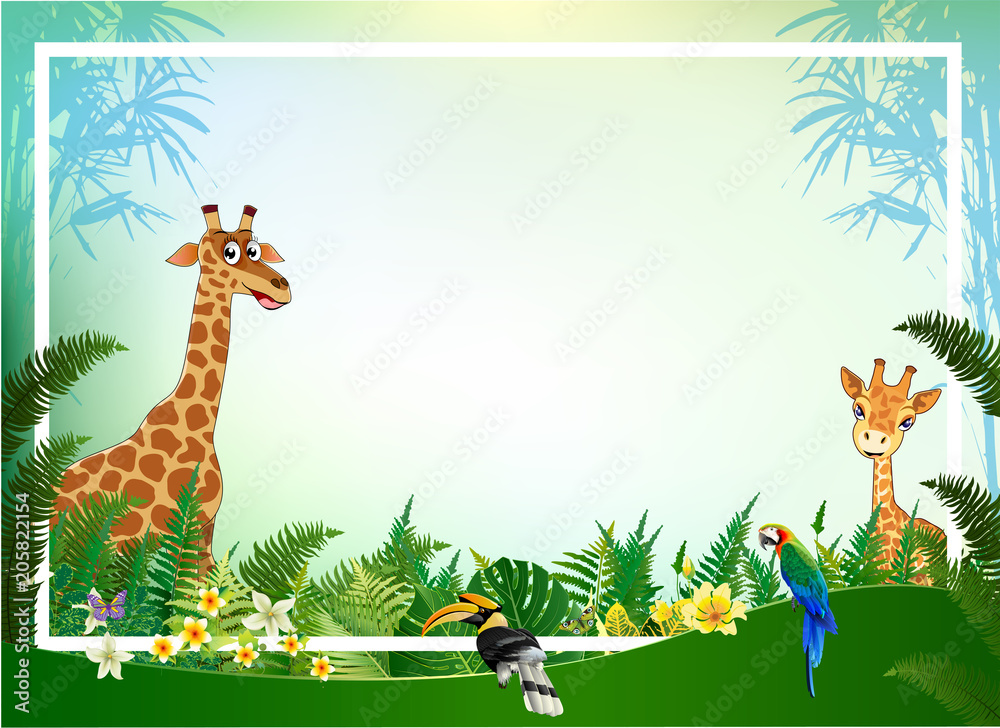 Jungle or Zoo Themed Animal Background. Stock Vector | Adobe Stock