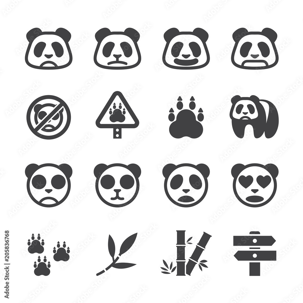 Panda icon set Stock Vector | Adobe Stock