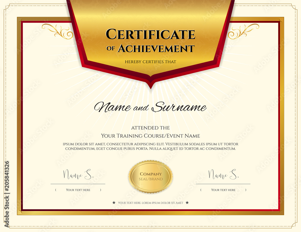 Luxury certificate template with elegant border frame, Diploma design for graduation or ...