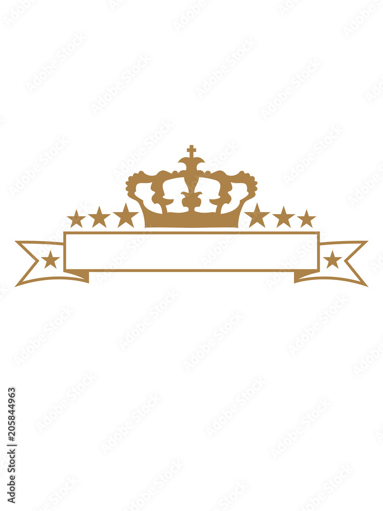 prinz krone könig sterne royal verziert geschwungen banner design logo ...