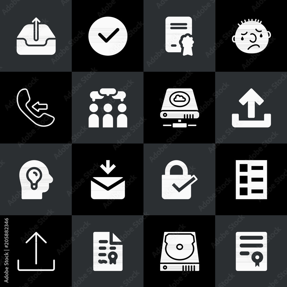 Filled interface 16 vector icons set. 16 icons page symbol for your web ...