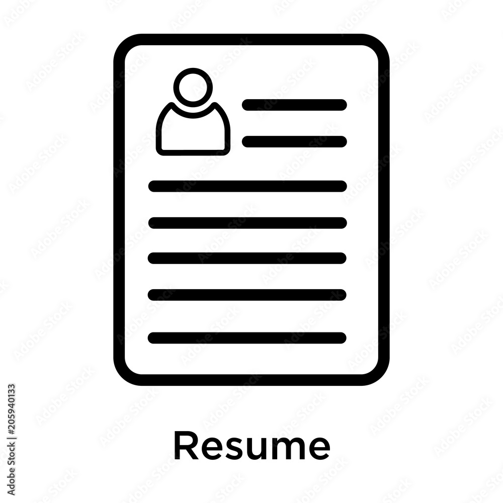 Resume icon vector sign and symbol isolated on white background Stock ...
