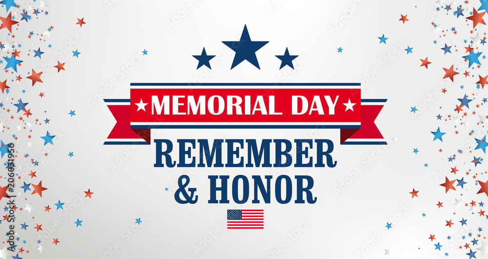 Memorial Day Remember Honor Side Stars Header Stock Vector | Adobe Stock