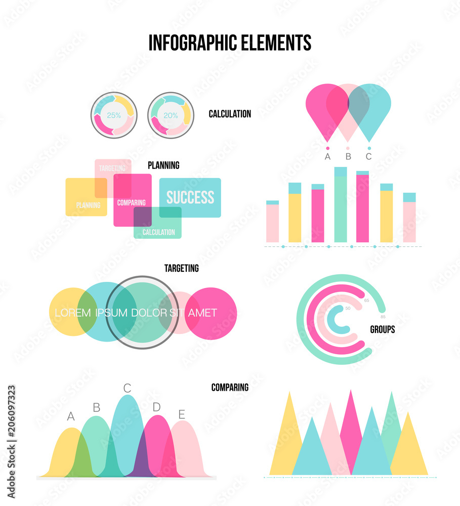 Infographic Elements Vector Set Modern Business Process Presentation ...