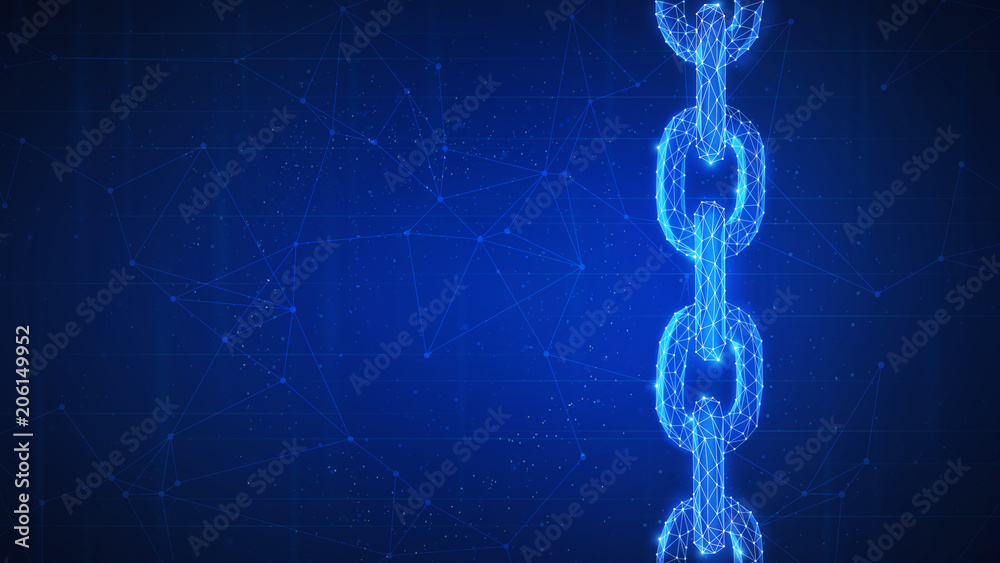 Polygonal chain futuristic hud banner. Crypto technology data link ...