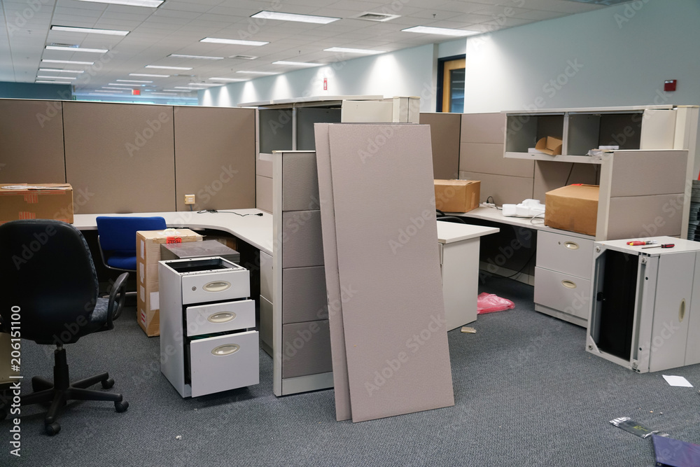 office cubicles during innovation inside the office building Stock ...