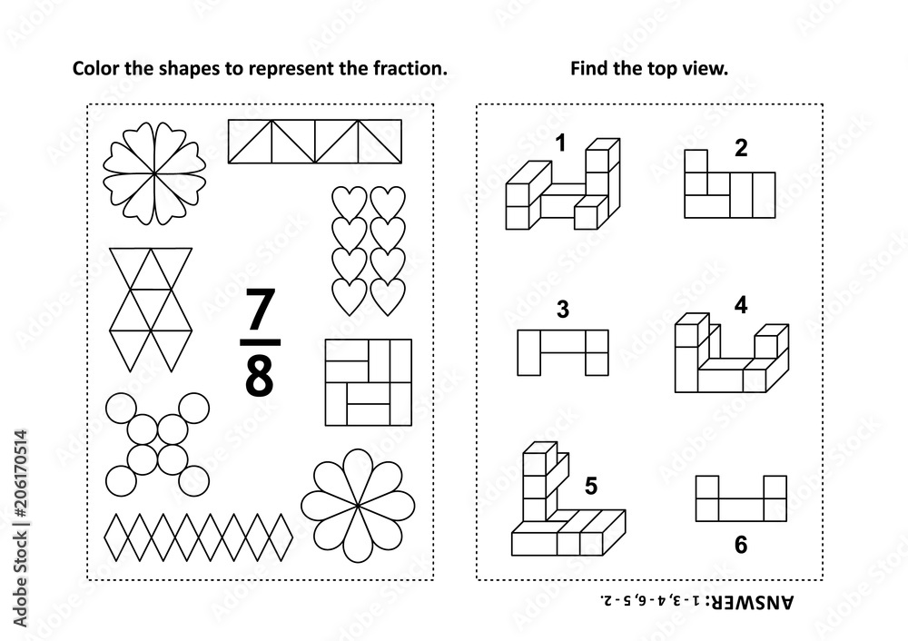 Two visual math puzzles and coloring pages. Color the shapes to ...