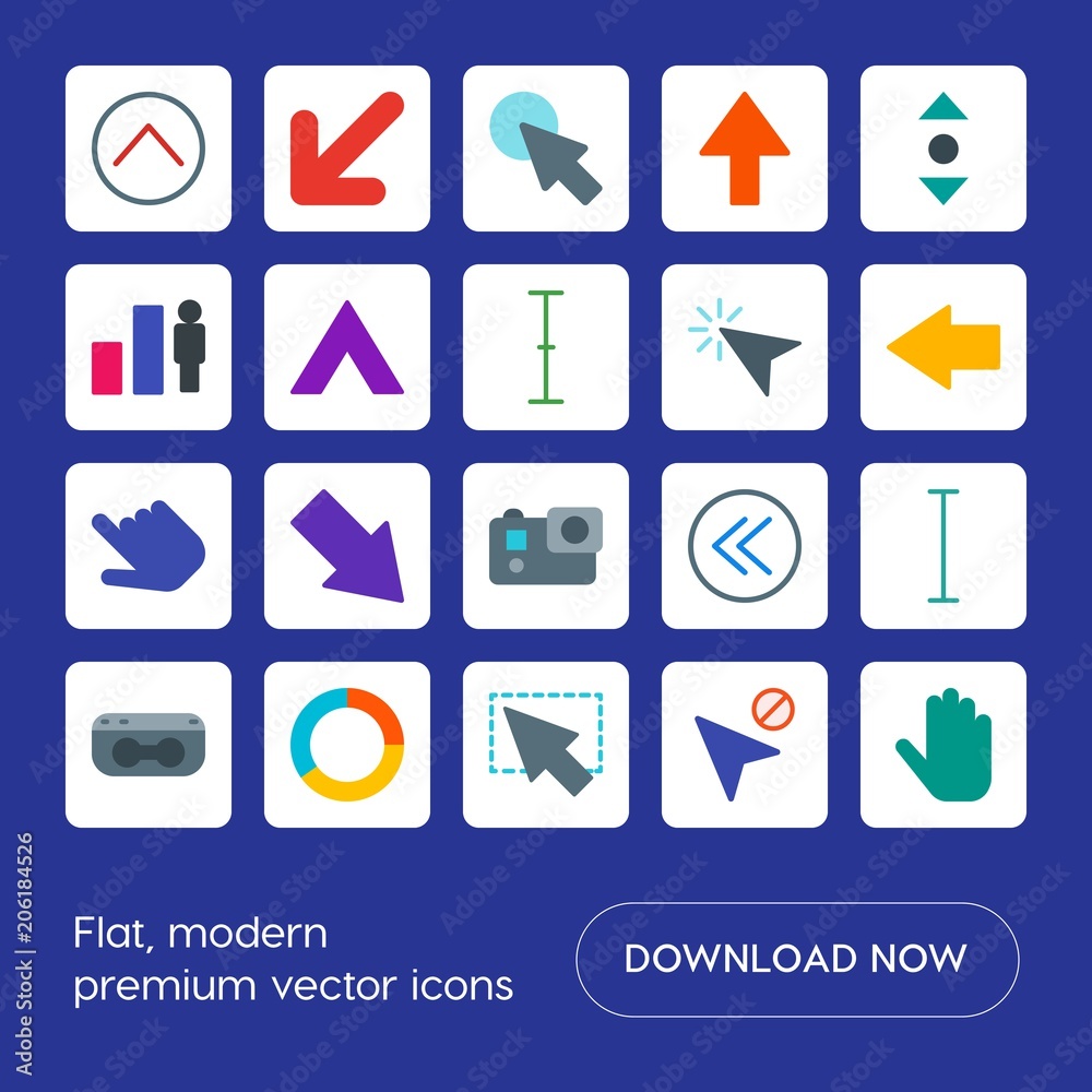 Modern Simple Set of arrows, charts, video, cursors Vector flat Icons ...