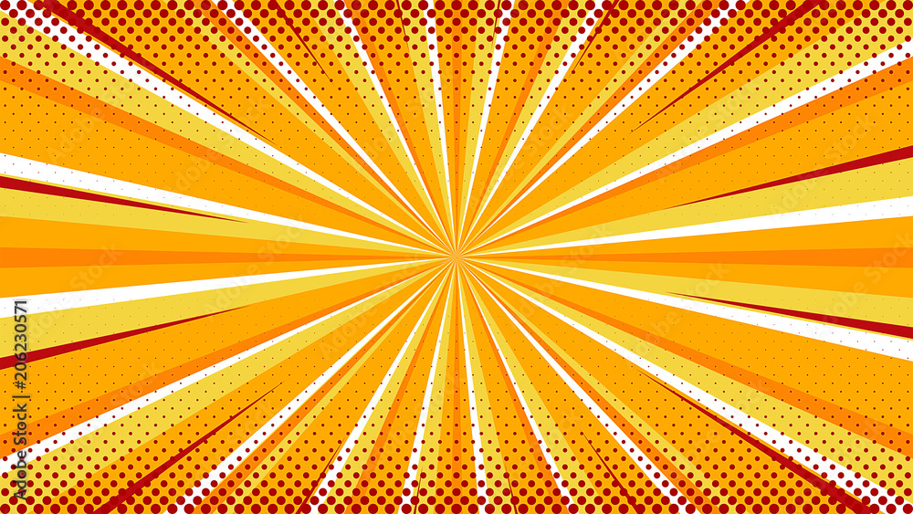 Cartoon comic book background, summer sun rays background Stock ...