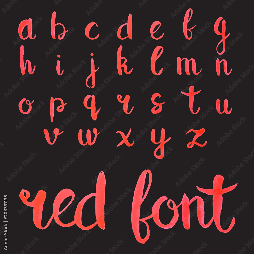 Vector de Stock Red ink hand drawn alphabet, lower case letters ...