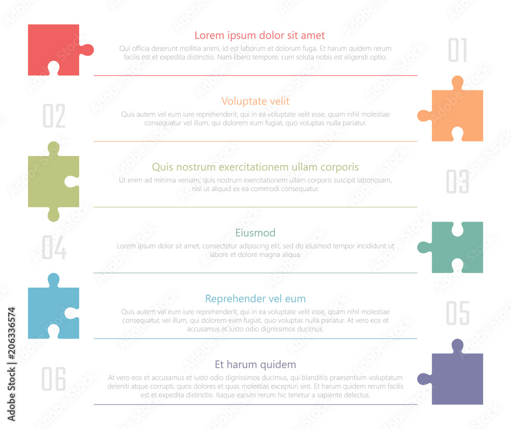numbered list template, chart table vector design with colorful puzzles Stock Vector | Adobe Stock