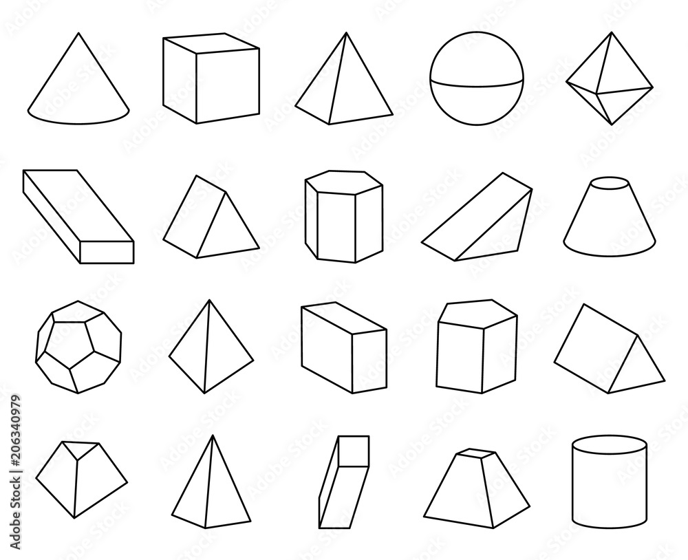 Cone and Pyramid Shapes Set Vector Illustration Stock Vector | Adobe Stock