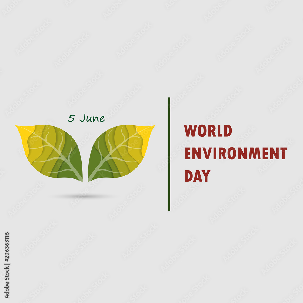 Green Leaves sign. World Environment day concept vector logo design ...