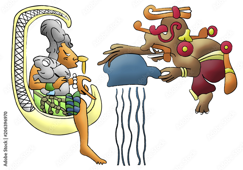 Ix Chel and Chaac, Aztec - mayan deities of the moon and rain ...