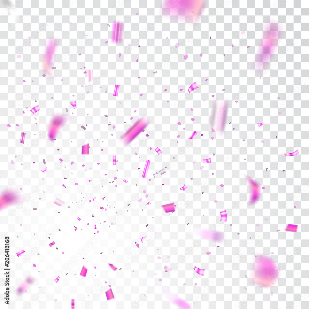 Pink confetti explosion celebration isolated on white transparent ...