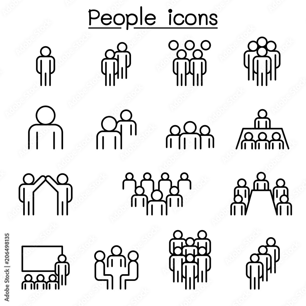 People icon set in thin line style Stock Vector | Adobe Stock