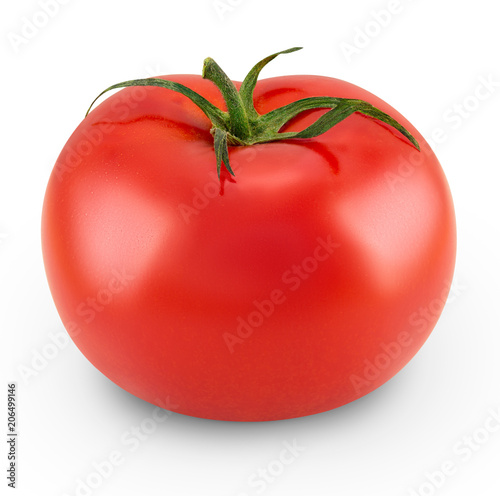 Tomato isolated on white background. Close up macro photo of fresh red ...