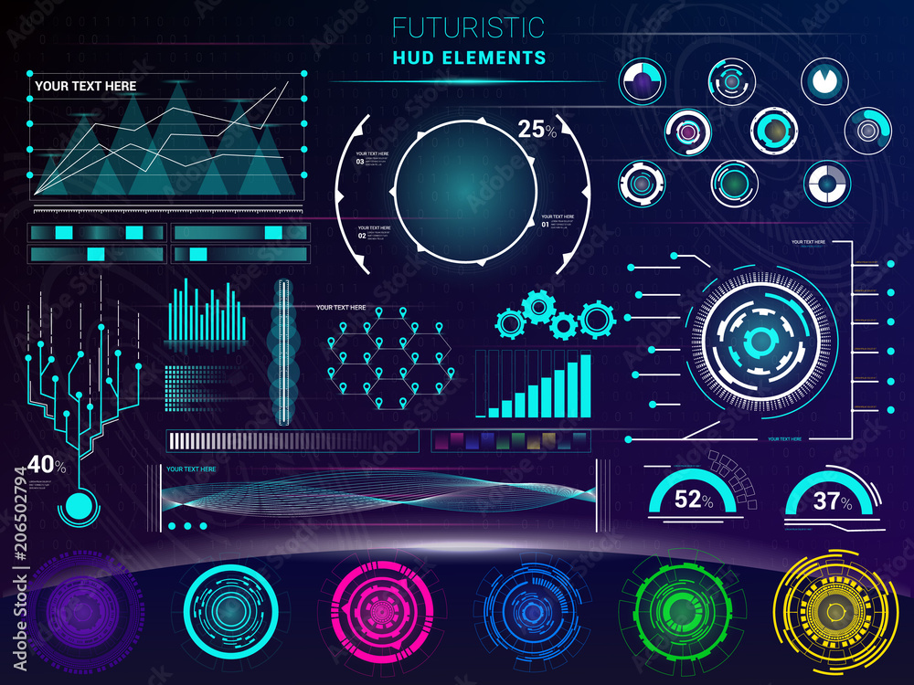 Interface vector interfaced spacepanel and hud dashboard futuristicwith ...
