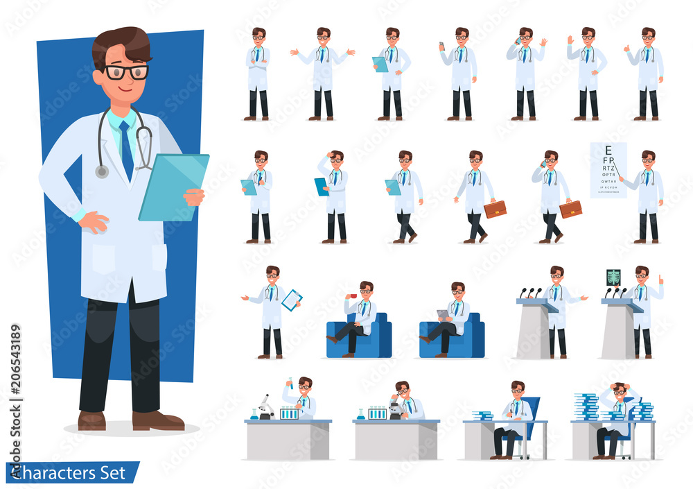 Set of Doctor character design. no2 Stock Vector | Adobe Stock