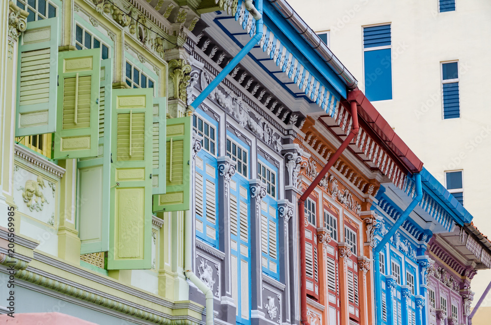 Colourful "Peranakan" House. The word 'Peranakan' used by the local ...