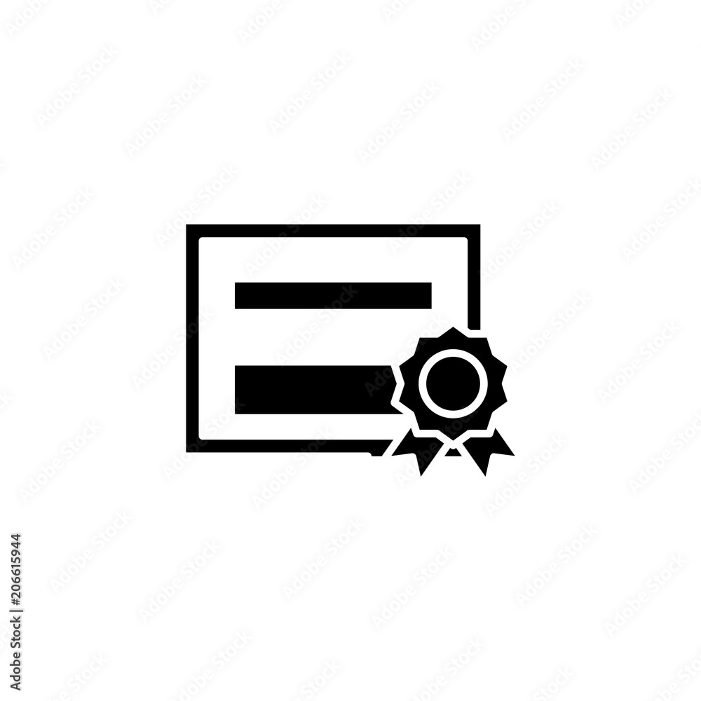Vetor Certificate of merit black icon concept. Certificate of merit ...