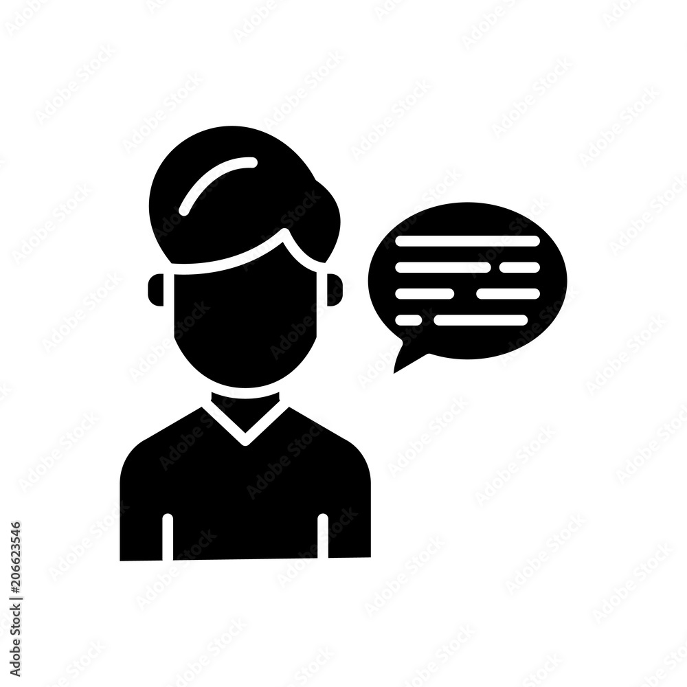 Verbal communication black icon concept. Verbal communication flat ...