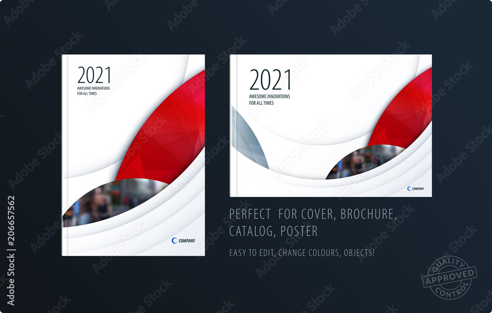 Brochure design round template. Colourful modern abstract set, annual ...