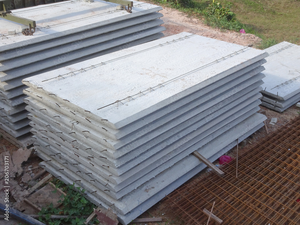 Precast concrete slab fabricated at factory and delivered to site. It ...