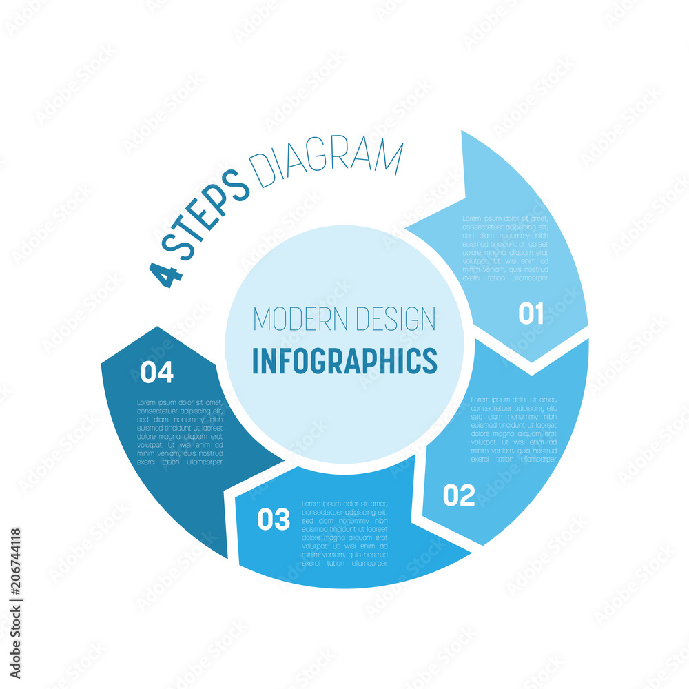 4 step process modern infographic diagram. Graph template of four ...