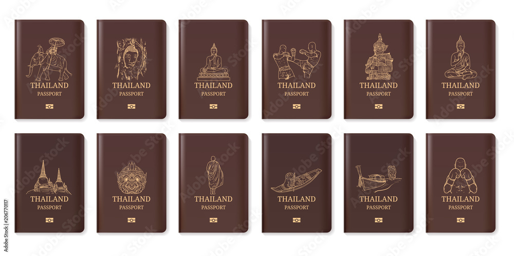 Thailand travel passport, Hand drawn Thailand, Landmark vector ...
