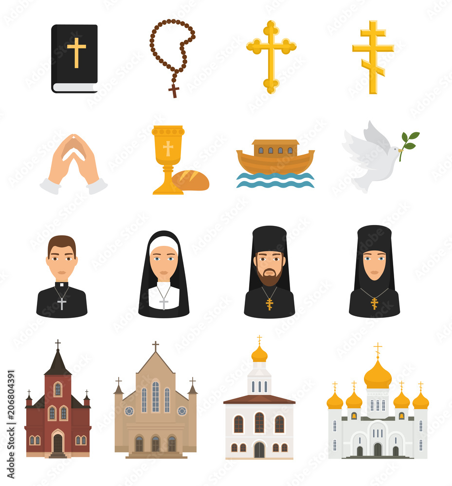 Christian icons vector christianity religion signs and religious ...