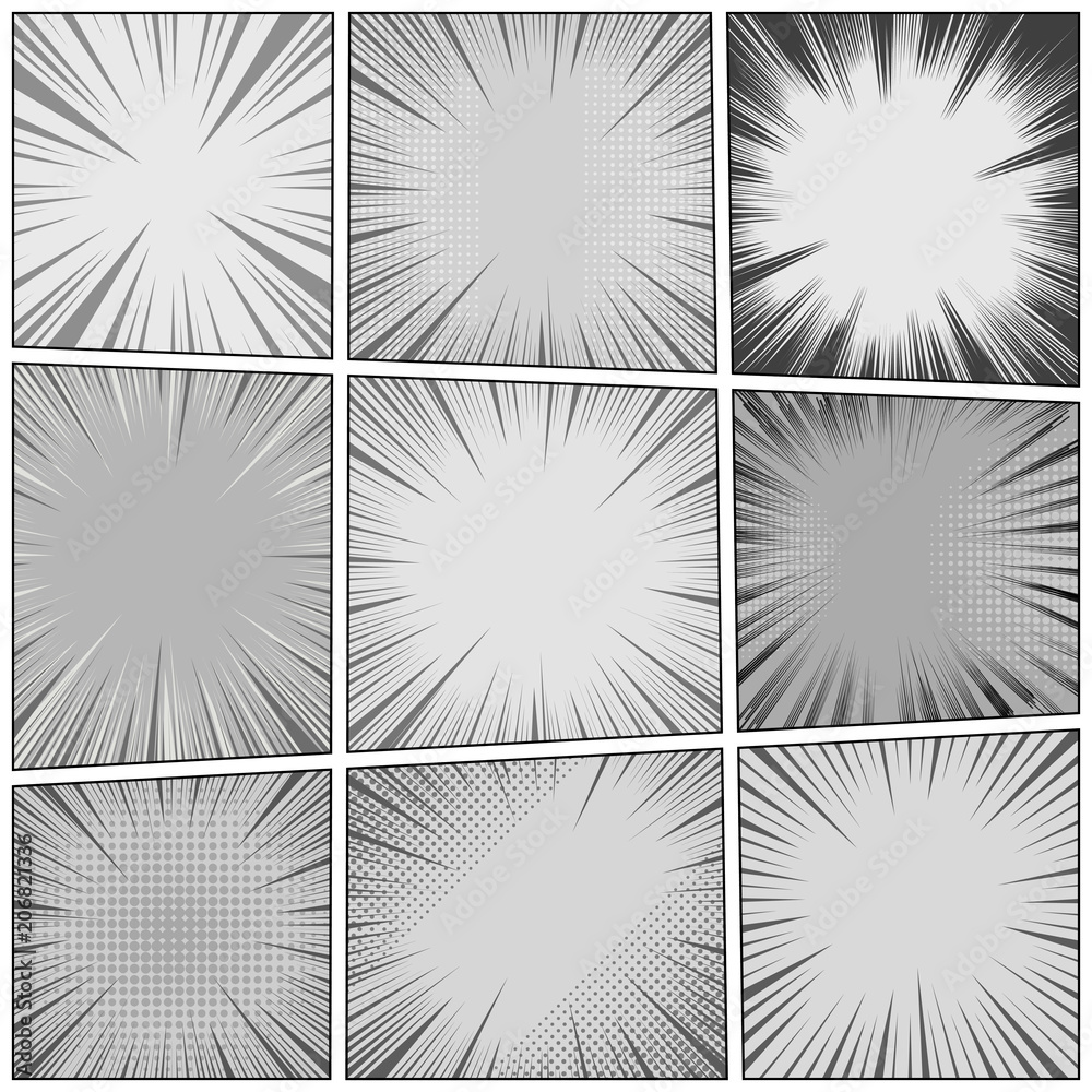 Comic monochrome backgrounds collection Stock Vector | Adobe Stock