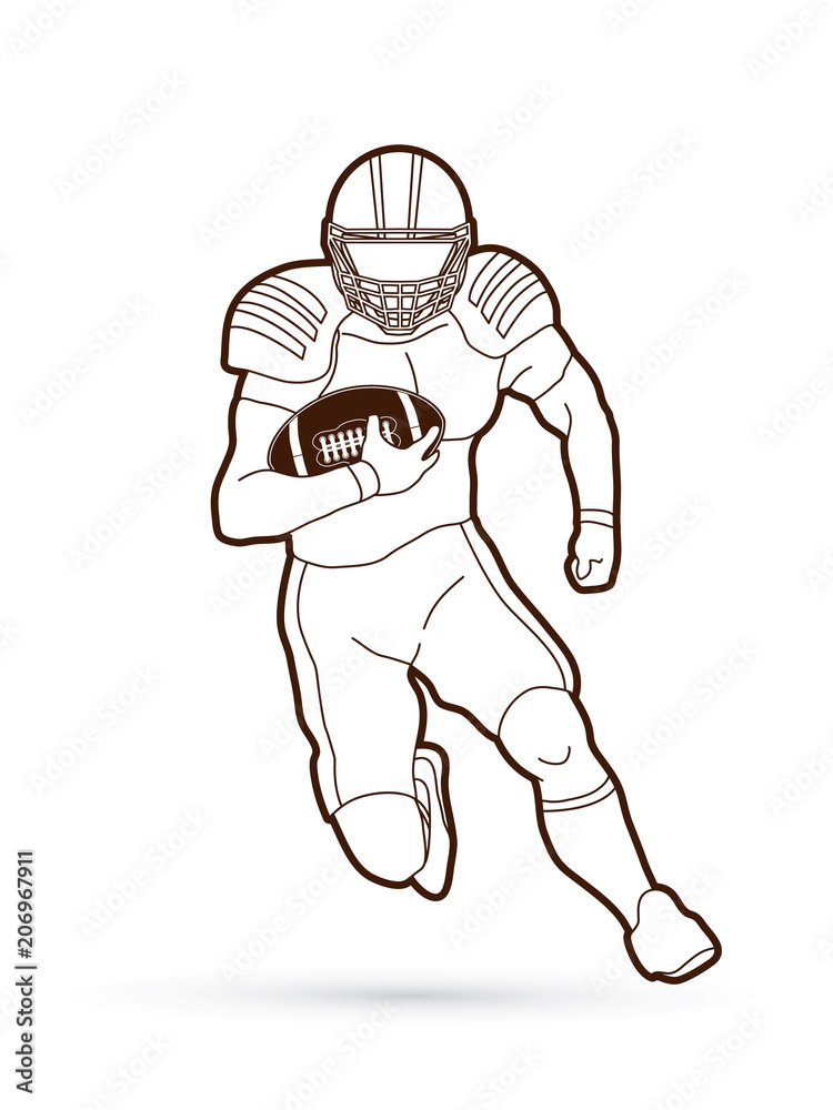 American football player, Sportsman action, sport concept outline ...